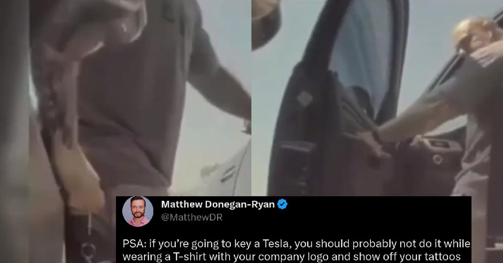 Tesla Cameras Catch Guy Keying Car — Tries to Be Slick About It