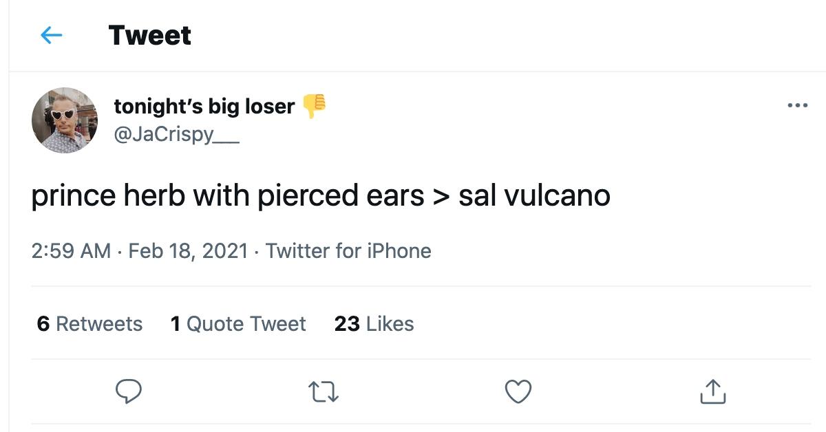 Why Is Sal Vulcano Prince Herb? Believe It Or Not, He Lost a Challenge