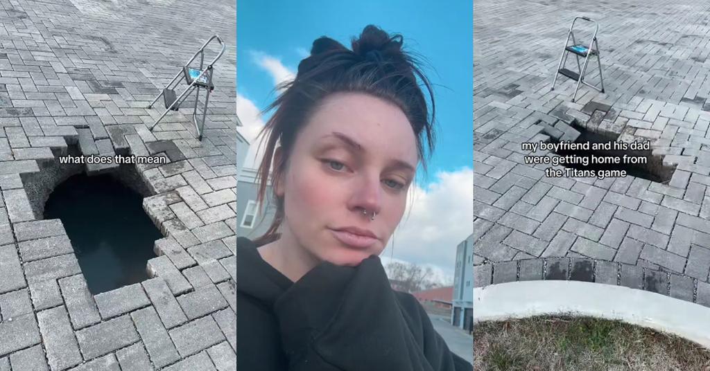 "Quicksand Vibes" — Woman Watches Sinkhole Open in Parking Lot