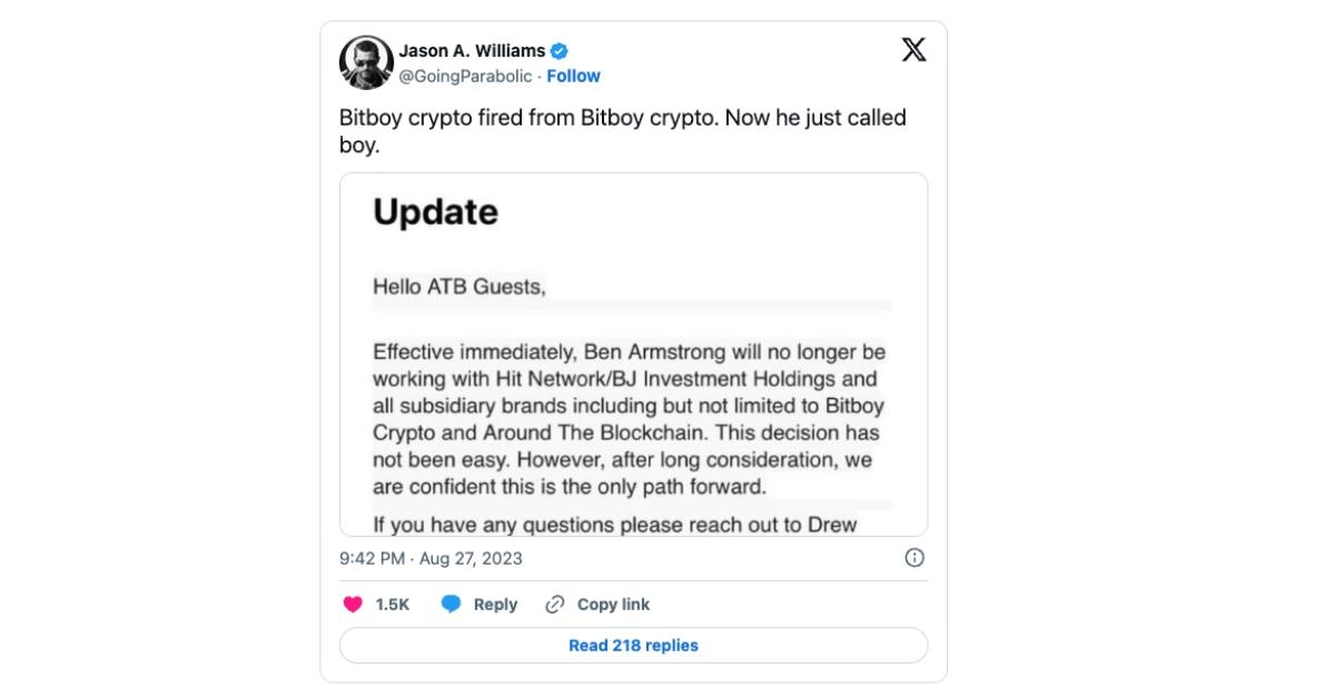 What Happened to BitBoy Crypto? Ben Armstrong Was Fired